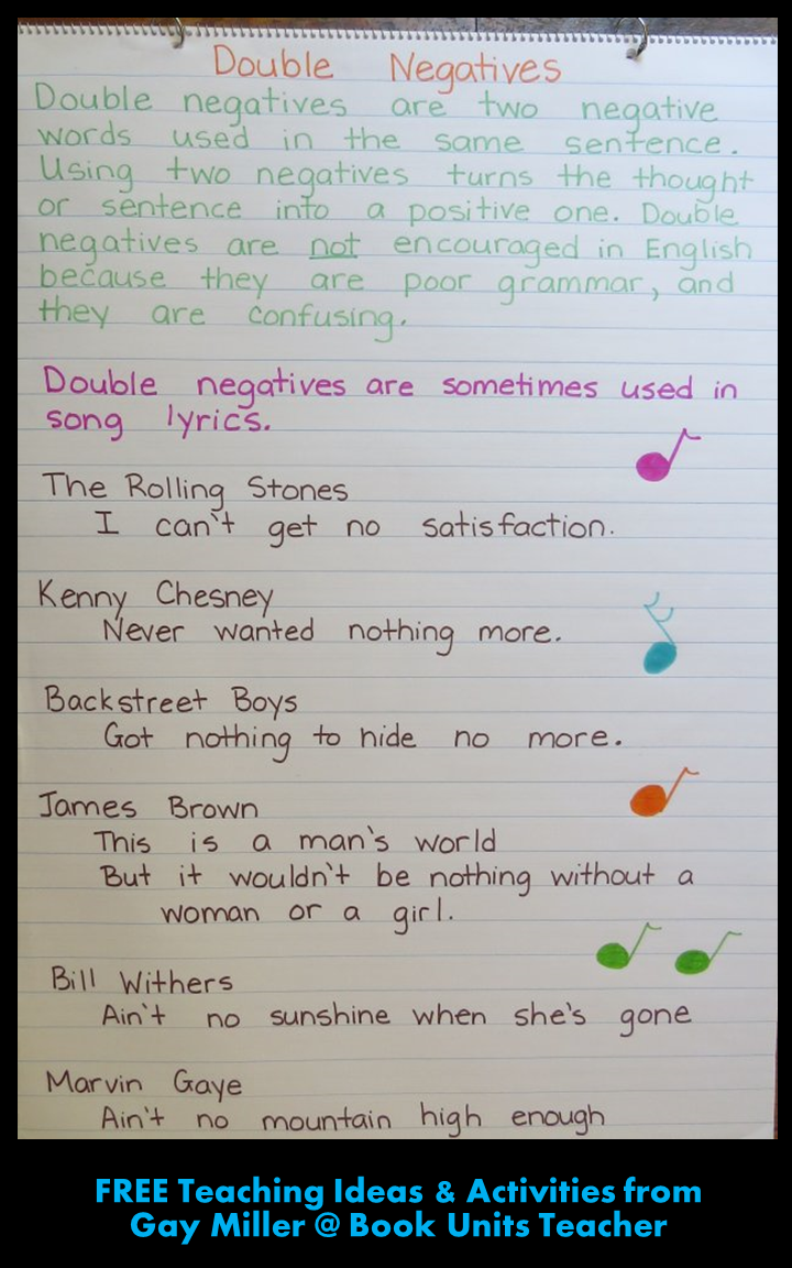Teaching Students About Double Negatives Book Units Teacher